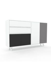 MYCS Sideboard Weiß - Sideboard: Schubladen in Weiß & Türen in Graphitgrau - Hochwertige Materialien - 151 x 91 x 34 cm,...