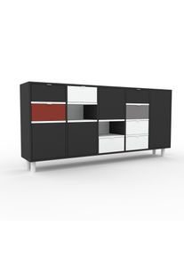 MYCS Sideboard Graphitgrau - Sideboard: Schubladen in Weiß & Türen in Graphitgrau - Hochwertige Materialien - 195 x 91 x 34 cm, konfigurierbar