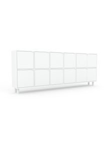 MYCS Sideboard Weiß - Designer-Sideboard: Türen in Weiß - Hochwertige Materialien - 231 x 91 x 34 cm, Individuell konfigurierbar