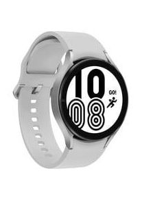Samsung Galaxy Watch4, Smartwatch silber, 44 mm Display: 3,46 cm (1,4 Zoll) Kommunikation: Bluetooth 5.0, NFC, WLAN 802.11 b, WLAN 802.11 a, WLAN 802.11 g, WLAN 802.11 n Touchscreen: mit Touchscreen