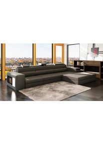JVmoebel Ecksofa »Design XXL Big Ecken Polster Eck Sofa Couch L Form Leder Sofas Garnitur + Licht