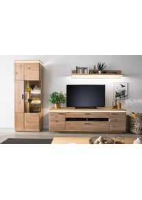 MCA furniture Wohnwand Barcelona in Balkeneiche massiv/Eiche bianco furniert