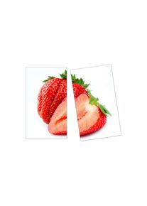 Primedeco Herd-Abdeckplatte »Spritzschutz Herdabdeckplatte Schneidebrett aus Glas Erdbeeren ganz und halbiert