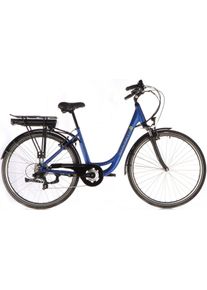 SAXONETTE E-Bike »Saxonette Advanced Sport«, 7 Gang, Kettenschaltung, Heckmotor 250 W, (mit Akku-Ladegerät), blau