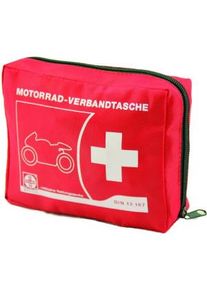 Gramm Medical Motorrad-Verbandtasche , Aus robustem Nylon, Farbe: rot, mit Inhalt nach DIN 13 167:2014
