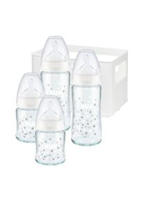 Nuk 5-tlg. Babyflaschen-Set First Choice Plus, Anti-Kolik-Weithals, 120-240 ml, Glas und Silikon, 0-6M