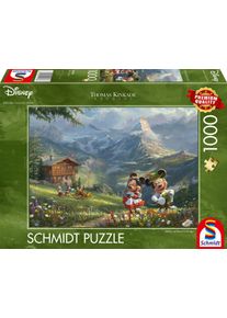 Schmidt Spiele Puzzle Disney, Mickey & Minnie in den Alpen, 1000 Puzzleteile, Thomas Kinkade; Made in Europe, bunt