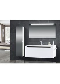Intarbad Design Badmöbel Set Waschtisch 120 cm Schwarz Hochglanz Griffleiste Weiß Hochglanz Lack