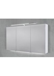 Intarbad Spiegelschrank 130 cm mit LED Chrom Beleuchtung Doppelspiegeltüren Beton Anthrazit