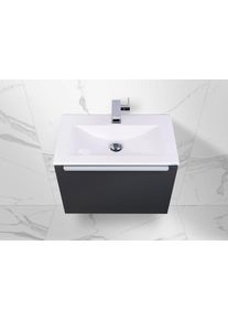 Intarbad Gäste WC Badmöbel Slide 60 cm, Unterschrank mit Waschtisch 60x35 cm, vormontiert Beton Anthrazit