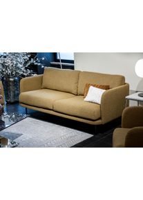 Die Wäscherei Hamburg Sofa Montorso im Boucle Stoffbezug in gelb, modernes, skandinavisches Design