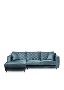 Rivièra Maison Rivièra Maison - Kendall Sofa With Chaise Longue Left, velvet, petrol - Kleur: Blau