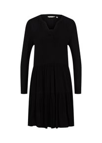 Tom Tailor Damen Kleid mit Volants, schwarz, Logo Print, Gr. 36