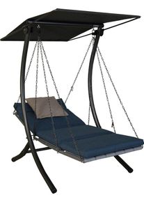 Angerer Freizeitmöbel Hollywoodschaukel »Luxus Smart denim«, 1-Sitzer, Bettfunktion, BxTxH: 100x145x160 cm, blau