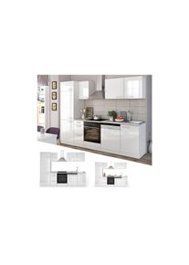 VICCO Küche 270 cm Küchenzeile Küchenblock Einbauküche Weiß Hochglanz