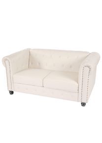 MCW Luxus 2er Sofa Loungesofa Couch Chesterfield Edinburgh Kunstleder ~ runde Füße, weiß