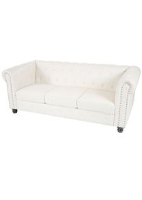 MCW Luxus 3er Sofa Loungesofa Couch Chesterfield Edinburgh Kunstleder ~ runde Füße, weiß
