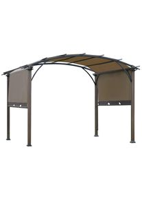 Outsunny Pergola mit einstellbarem Stoffdach braun 3,45 x 3,45 x 2,5 m (LxBxH) Pavillon Terrassenüberdachung Sonnenschutz Terasse