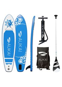 StAukai® Stand Up Paddle Board 320cm SUP Surfboard aufblasbar + Paddel Surfbrett Paddling Paddelboard – in verschiedenen Designs und Farben, blau