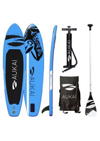 Aukai® Stand Up Paddle Board 320cm SUP Surfboard aufblasbar + Paddel Surfbrett Paddling Paddelboard – in verschiedenen Designs und Farben, blau