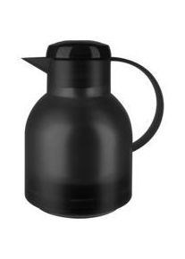 Emsa SAMBA Isolierkanne, 1 Liter schwarz, QUICK PRESS Verschluss Material: Polypropylen (PP) / Glas, Mattiert Geeignet für: Heiße und kalte Getränke Fassungsvermögen: 1 Liter