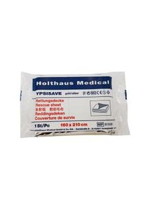 Holthaus Medical GmbH & Co. KG Holthaus Medical YPSISAVE Rettungsdecke, gold, silber, Aus Aluminium und Polyester hergestellte Rettungsfolie, 1 Stück - Maße (L x B): 210 x 160 cm