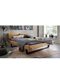 Betten Duscher Bett Galja in Überlänge Massivholzbett stabil 140x220 cm Fichte natur, Einzelbett