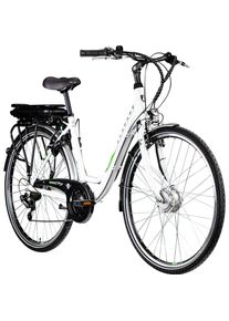 Zündapp Zündapp Z503 E Bike Damen Fahrrad ab 155 cm 28 Zoll Pedelec mit tiefem Einstieg retro Hollandrad 7 Gang Schaltung Stadtrad StVZO... weiß/grün, 49 cm