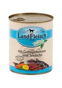 Landfleisch Nassfutter Dog Pur Geflügelherzen & Seelachs 6x800g