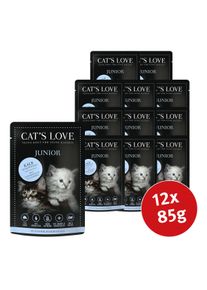 Cat's Love Nassfutter Junior Kalb mit Eierschalen & Lachsöl 12x85g