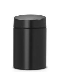 Brabantia Abfalleimer Slide Bin, 5 Liter, Stilvoller Abfallbehälter mit Gleitdeckel, Farbe: Black, mit Kunststoffdeckel