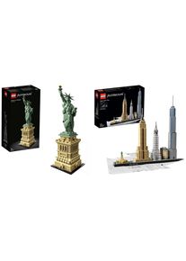 Lego 21042 Architecture Freiheitsstatue, Mehrfarbig & 21028 Architecture - New York City, Skyline-Kollektion, Bausteine