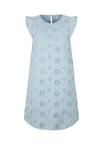 Tom Tailor Denim Damen Kleid mit Blumen-Lochstickerei, blau, Gr. XXL