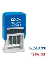 Colop Datumstempel mit Text "Gescannt" Mini-Dater S 160/L selbstfärbend blau rot