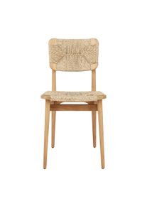 Gubi - C-Chair Outdoor Dining Chair - Teak natur/beige/HDPE-Geflecht/BxHxT 41x81x53cm/Beschläge Edelstahl/Kunststoffgleiter