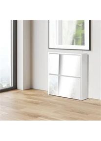Schuhschrank mit zwei Fächern und Spiegel 63x17x67 cm weiß aus Holz ML-Design günstig shoppen