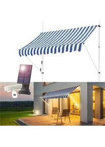 Klemmmarkise mit 7m LED Solar Lichterkette 150x120 cm blau/weiß ML-Design günstig online