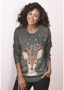 Lascana Sweater 'Weihnachtspullover' schwarz Gr. 32/34 für Damen. Mit Rundhals. Basic