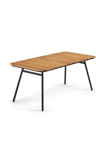Kave Home Soumaya Tisch 180 x 90 cm aus massivem Akazienholz und schwarzen Stahlbeinen FSC 100%