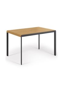 Kave Home Nadyria ausziehbarer Tisch mit Eichenfurnier und schwarzen Stahlbeinen 120 (160) x 80 cm