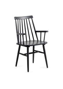 Kave Home Tressia Stuhl mit Armlehnen DM und massives Kautschukholz schwarz lackiert