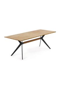 Kave Home Amethyst Tisch aus Eichenfurnier mit Antikfinish und Stahlbeinen in Schwarz 160 x 90 cm