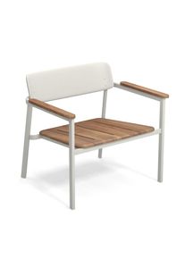 Emu - Shine Lounge Gartenarmlehnstuhl Teak - weiß/Sitzfläche und Armlehnen Teak/BxHxT 77x72x65cm
