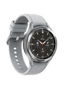Samsung Galaxy Watch4 Classic, Smartwatch silber, 46 mm Display: 3,46 cm (1,4 Zoll) Kommunikation: Bluetooth 5.0, NFC, WLAN 802.11 b, WLAN 802.11 a, WLAN 802.11 g, WLAN 802.11 n Touchscreen: mit Touchscreen