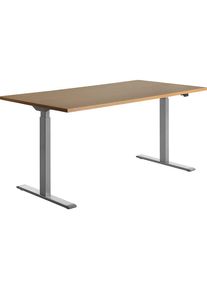Topstar Schreibtisch, elektrisch höhenverstellbar, BxT 1600 x 800 mm, Platte Buche-Dekor, Gestell grau