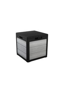 Keter Denali Deck-Box aus Kunstharz, für Terrassenmöbel, Pool-Zubehör und Aufbewahrung für Outdoor-Spielzeug, Grau/Schwarz