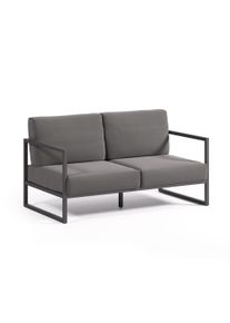 Kave Home Comova Sofa 100% outdoor dunkelgrau und aus schwarzem Aluminium 150 cm