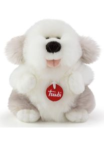 Trudi TUDH0000 Fluffies Plüschtier Hund ca. 20 cm, Größe S, kuschliges Stofftier mit weichen Materialien, Plüschfigur mit realistischen Details, waschbar, Weiß/Grau, ca. 16 x 20 x 14 cm