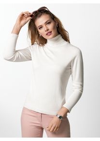 Walbusch Damen Rollkragen-Pullover normale Größen Weiß einfarbig