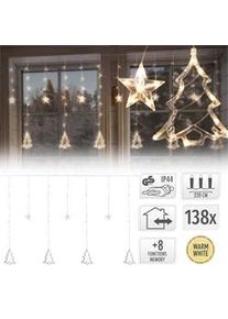 ECD Germany Weihnachtslichterkette LED Lichtervorhang 2,2 m mit 138 LEDs Warmweiß IP44